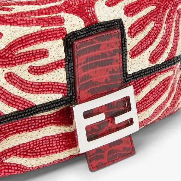 Fendi Baguette® 26424 Raffia And Bead Re Edition Bag